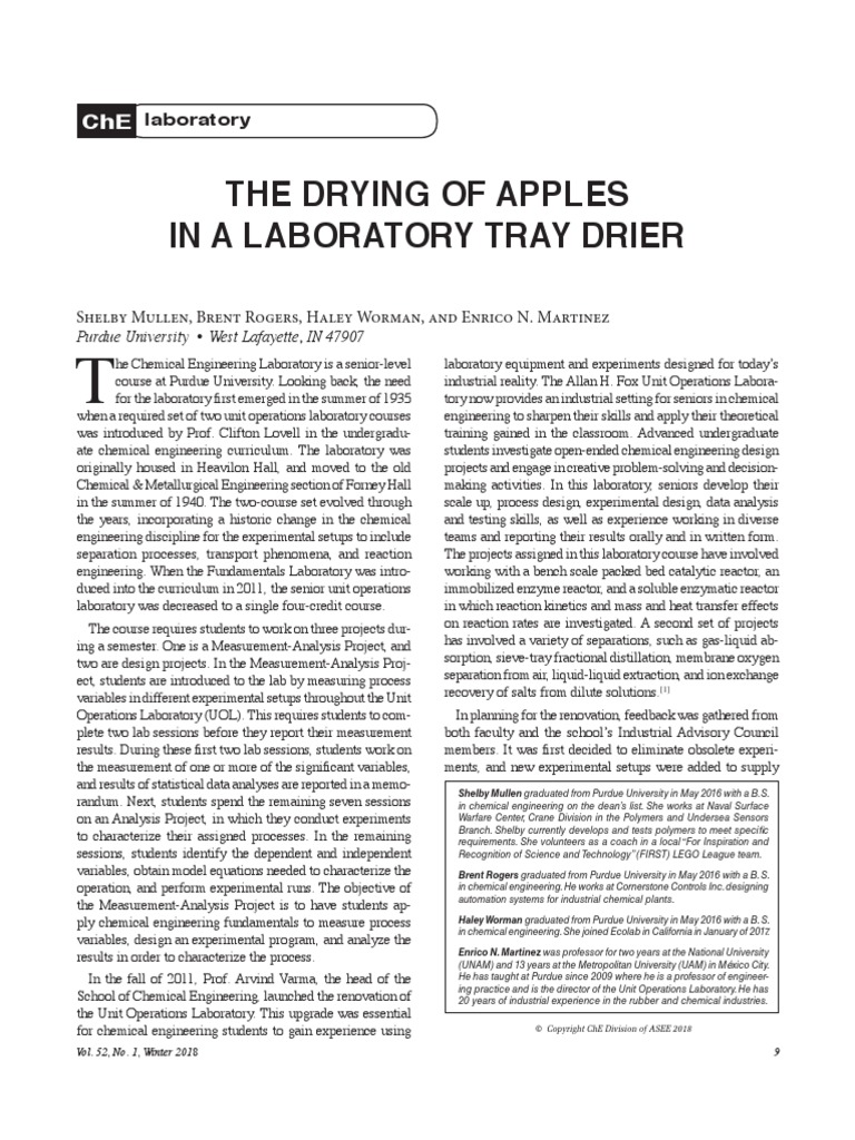The Drying of Apples in A Laboratory Tray Drier PDF | PDF | Humidity ...