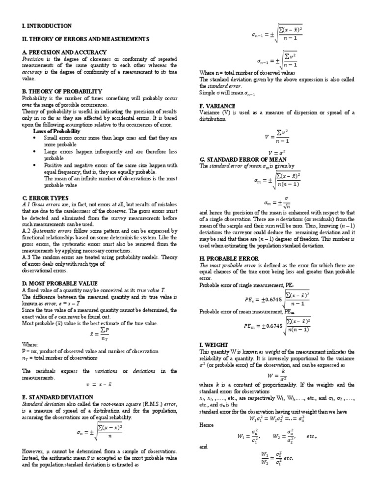 Surveying 1 Lecture A PDF | PDF | Errors And Residuals | Standard Error