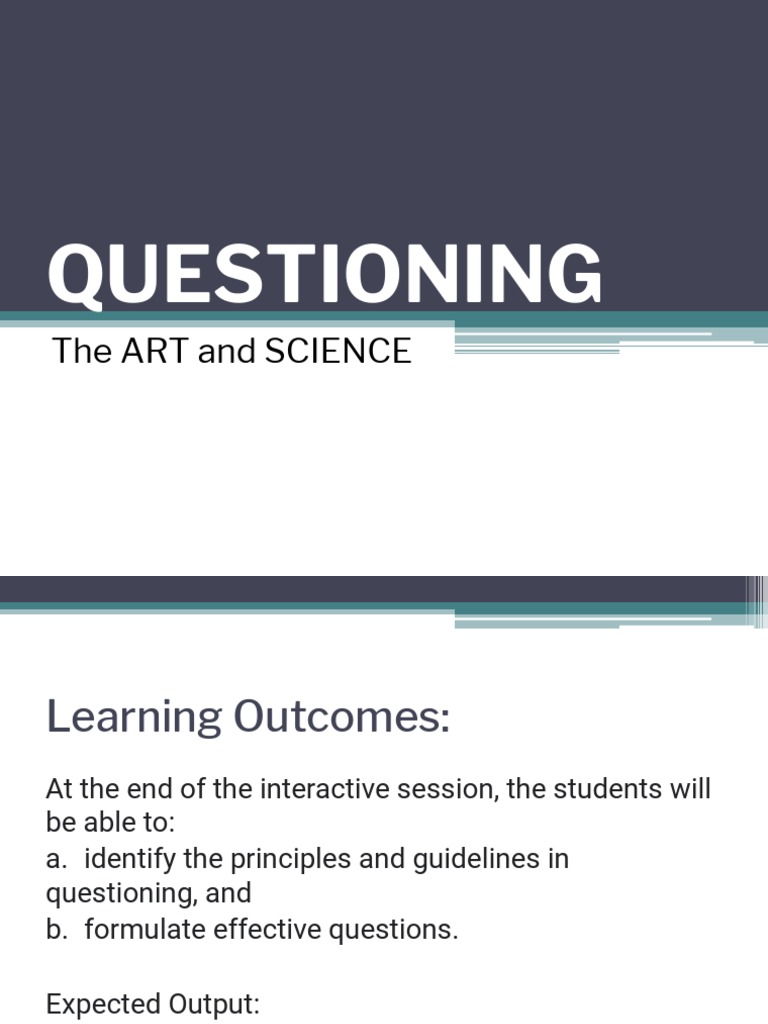 Art of Questioning PDF | PDF | Question | Classroom