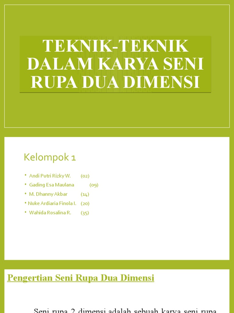 Teknik-Teknik Dalam Karya Seni Rupa Dua Dimensi | PDF