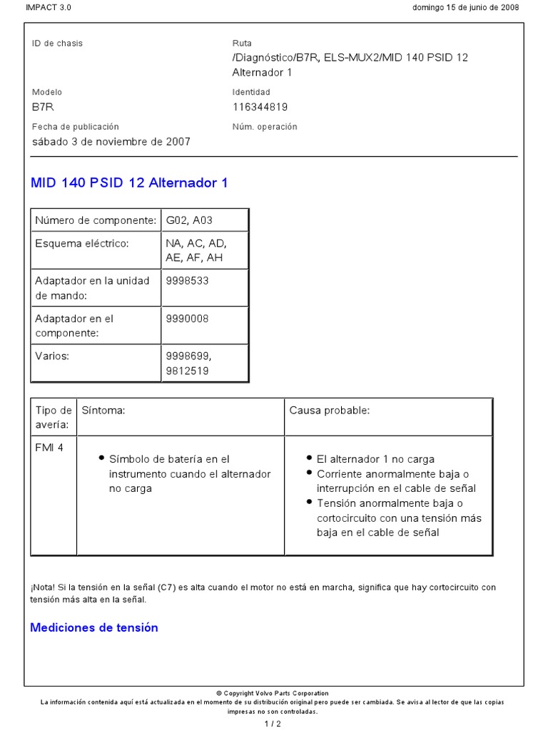 MID 140 PSID 12 Alternador 1 | Descargar gratis PDF | voltaje | Electricidad