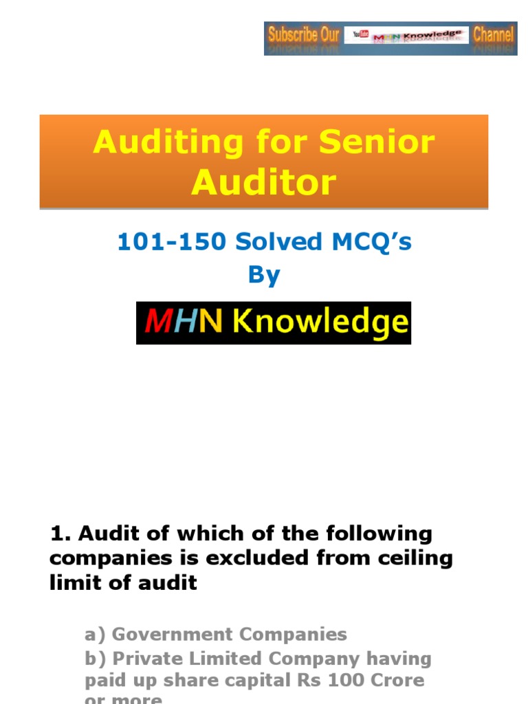 3 - Auditing MCQ 50 | PDF | Auditor's Report | Internal Control