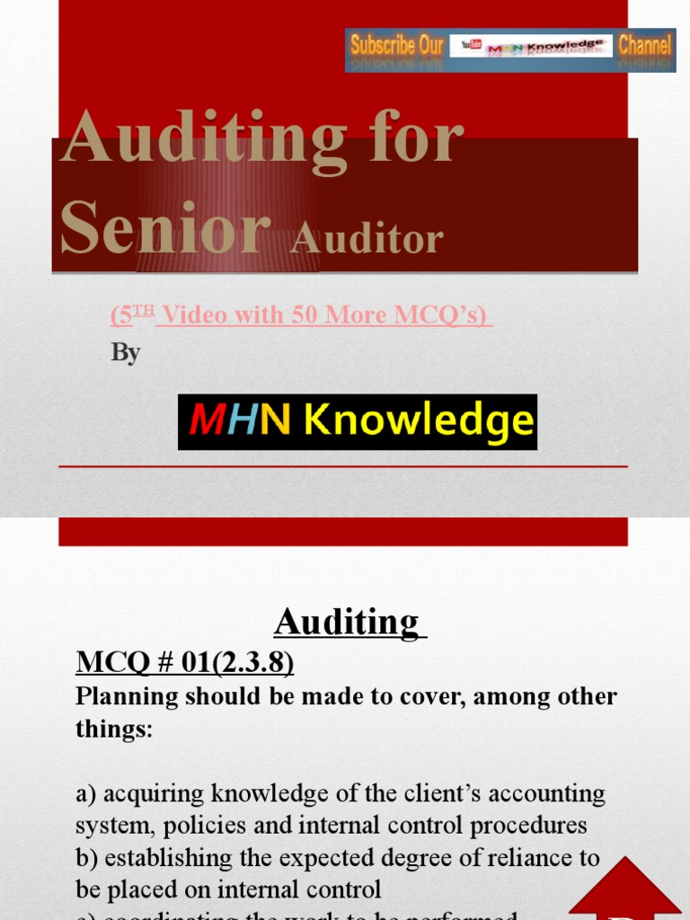 5 - Auditing MCQ 50 | PDF | Accountant | Audit