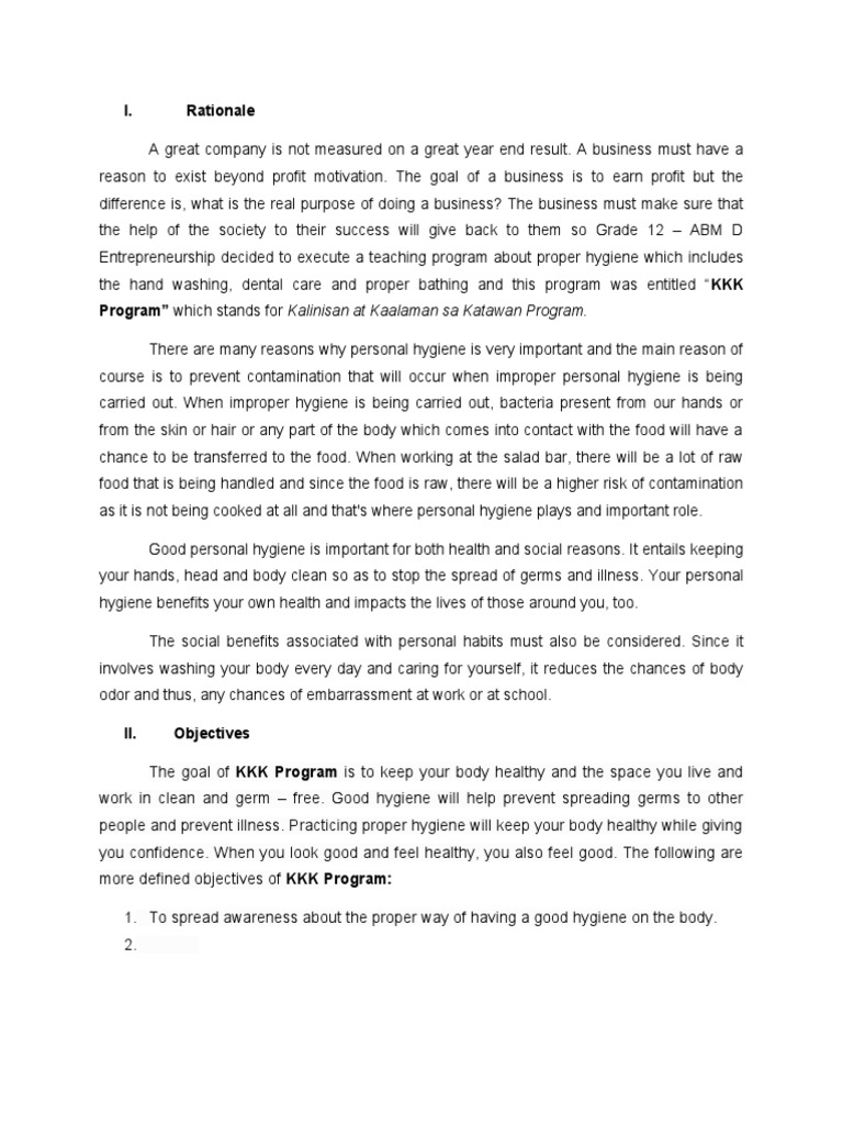 Action Plan | PDF | Hygiene | Sanitation