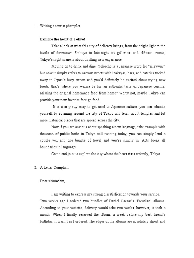 Writing A Tourist Phamplet | PDF | Singing | Entertainment (General)