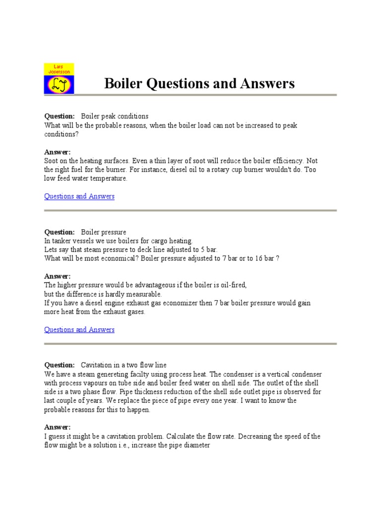 Boiler Questions and Answers | PDF | Boiler | Fuel Oil