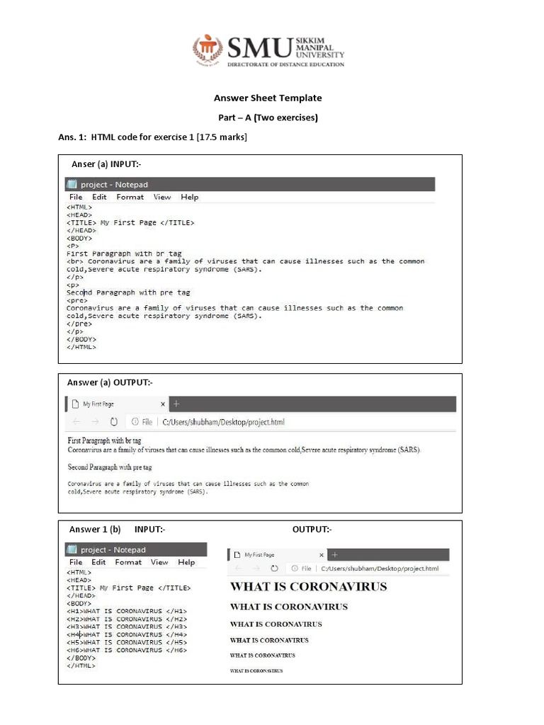 BCA5060 Practical Answer Sheet | PDF | Html Element | Hyperlink