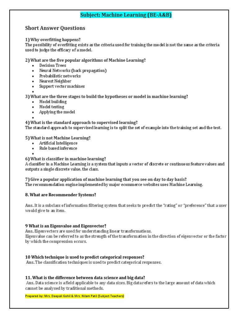 UNIT 1 Practice Quiz - MCQs - ML | PDF | Resampling (Statistics) | Machine Learning