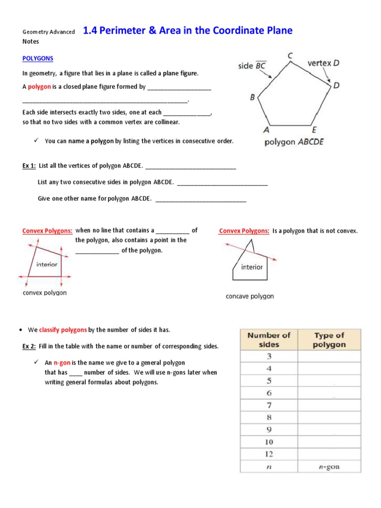 1.4 Perimeter & Area in The Coordinate Plane: Polygon | PDF