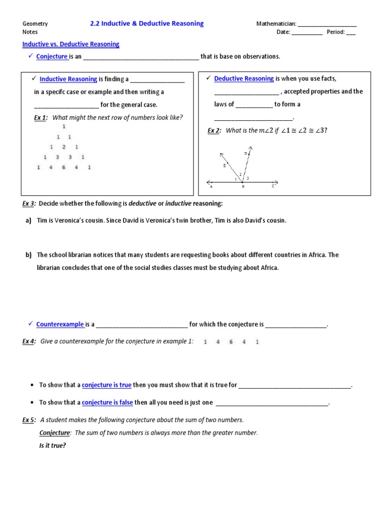 2.2 Notes GeomAdv 20-21 JH PDF | PDF | Deductive Reasoning | Conjecture