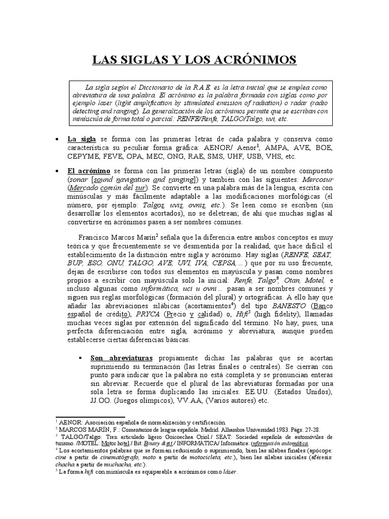 Siglas y Acrónimos: Definición y Uso | PDF | Acrónimo | Lingüística