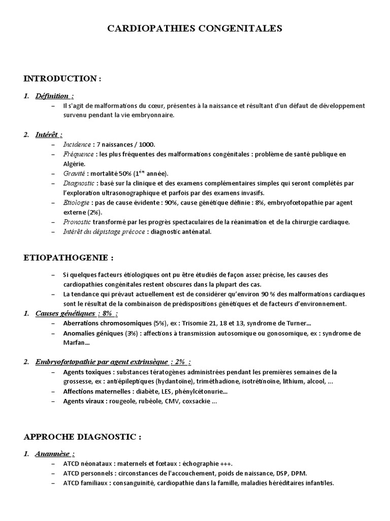 Cardiopathies Congenitales | PDF | Cardiopathie congénitale | Aorte