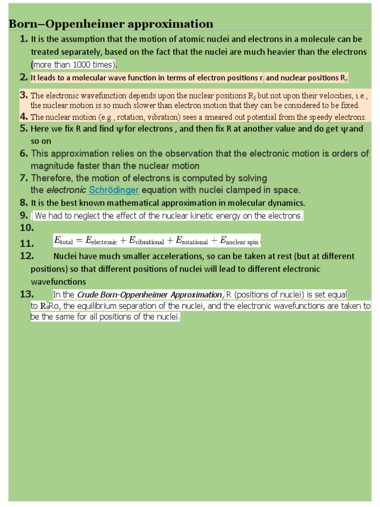 Understanding the Born-Oppenheimer Approximation | PDF | Physical ...