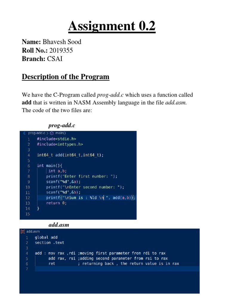 Assignment 02 Description Of The Program Download Free Pdf Subroutine Integer Computer 