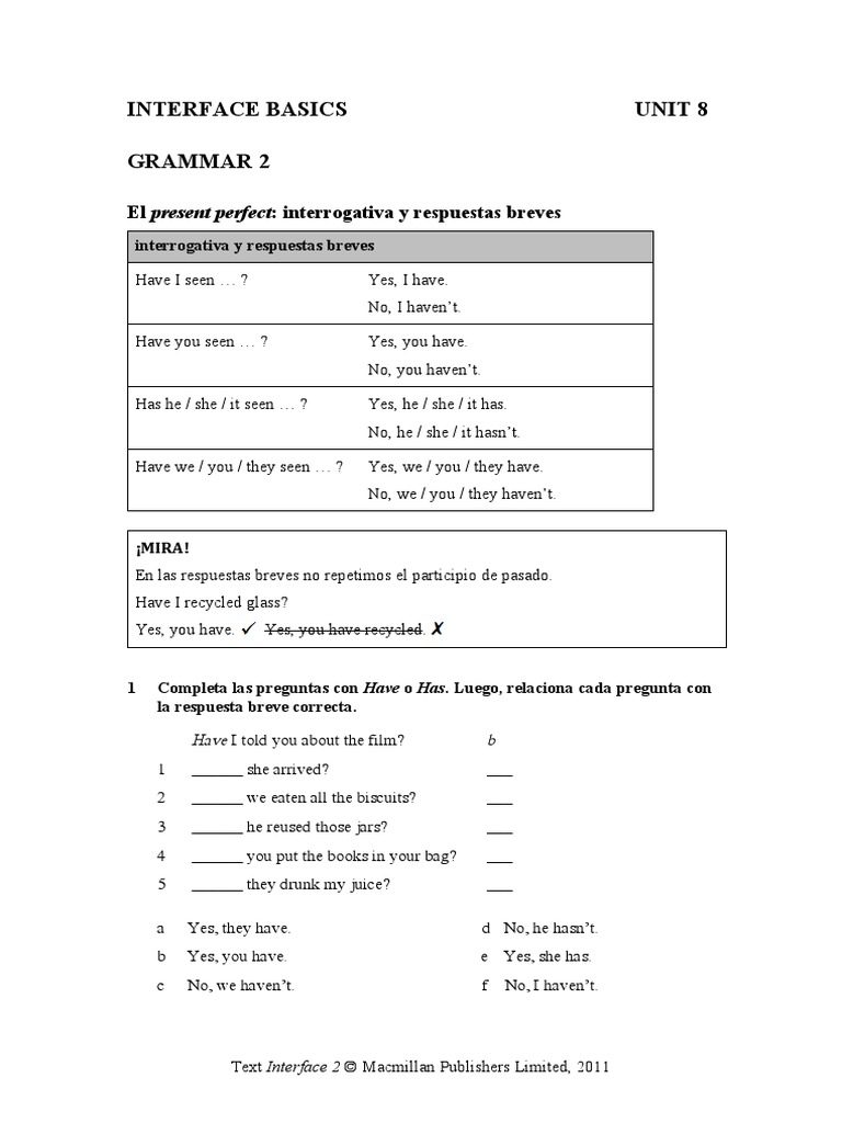 2º Basics 2 Grammar Unit 5 | PDF