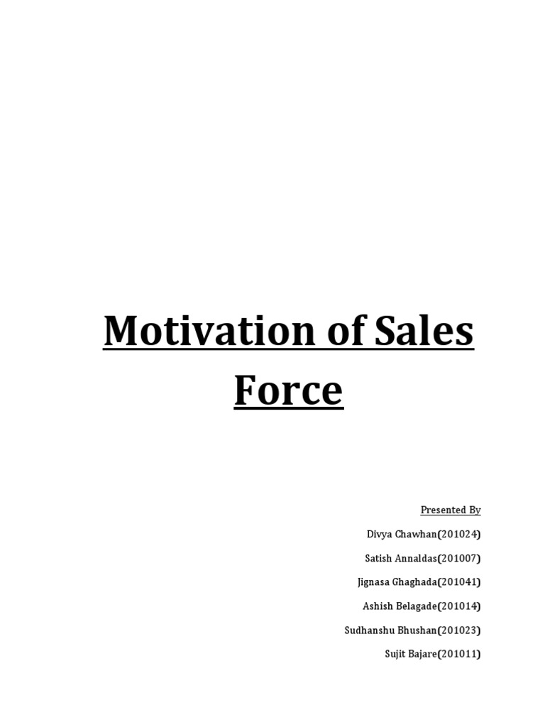 Motivation of Sales Force | PDF | Motivation | Action (Philosophy)