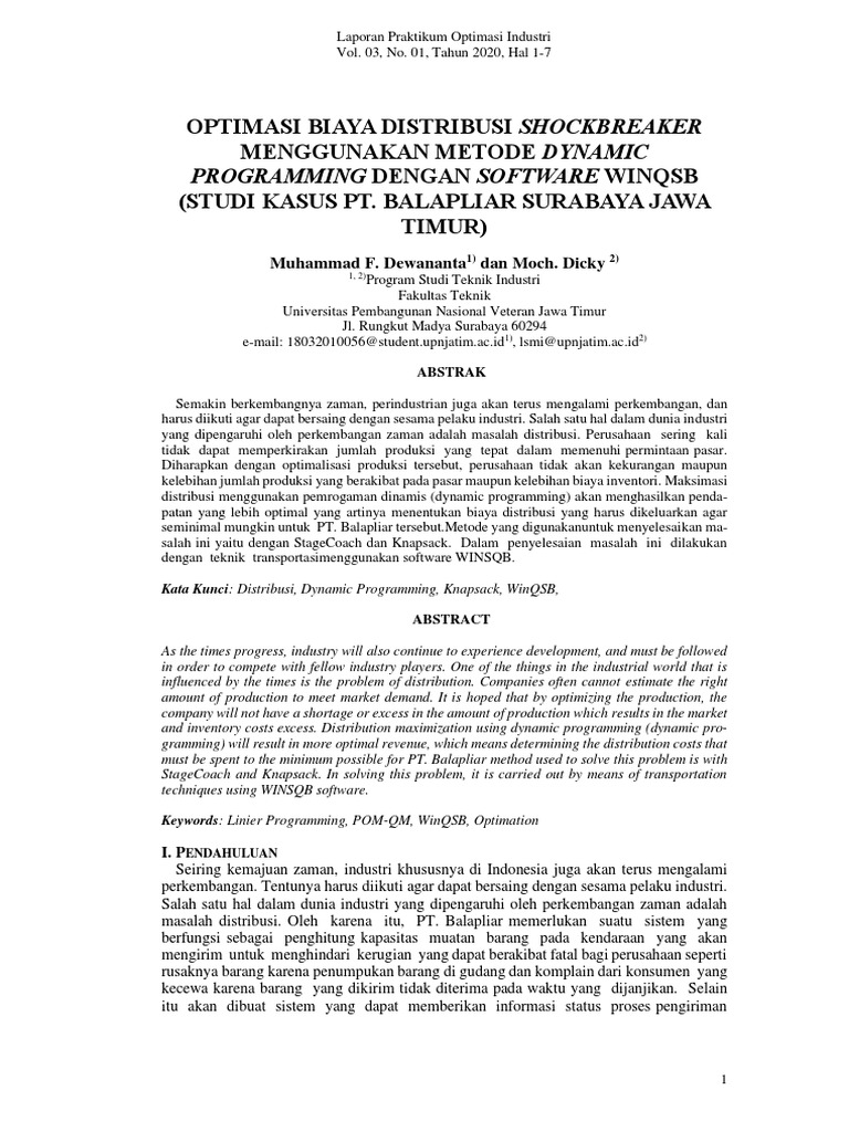 LABOptimasi - Moch Dicky - M. Fariz Dewananta - 18032010056 PDF | PDF