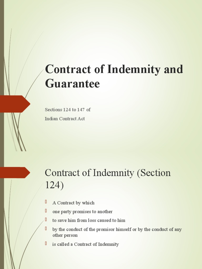 Contract of Indemnity and Guarantee Autosaved | PDF | Guarantee | Surety