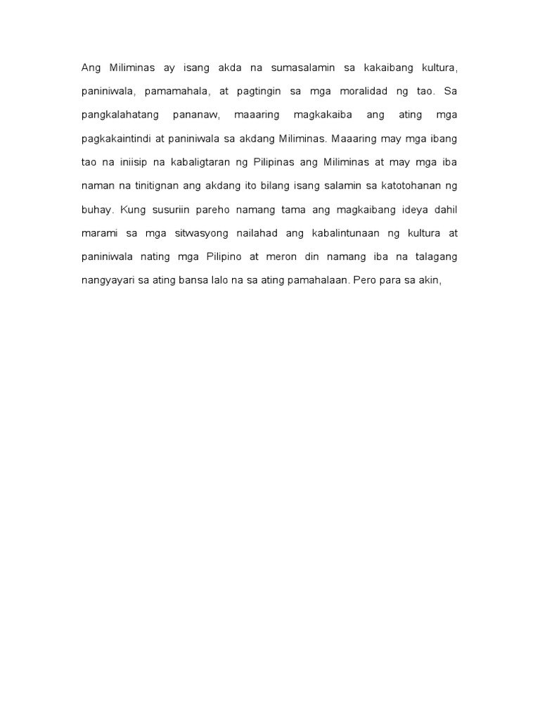 Miliminas (Refection Paper) | PDF