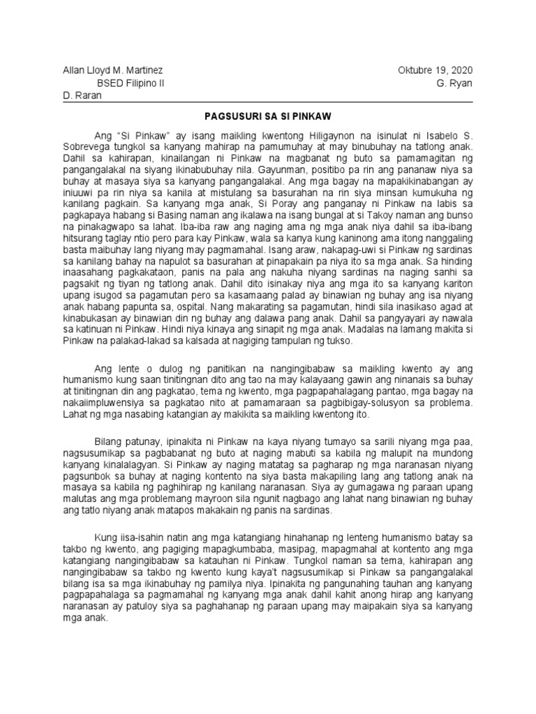 Pagsusuri NG Pinkaw | PDF