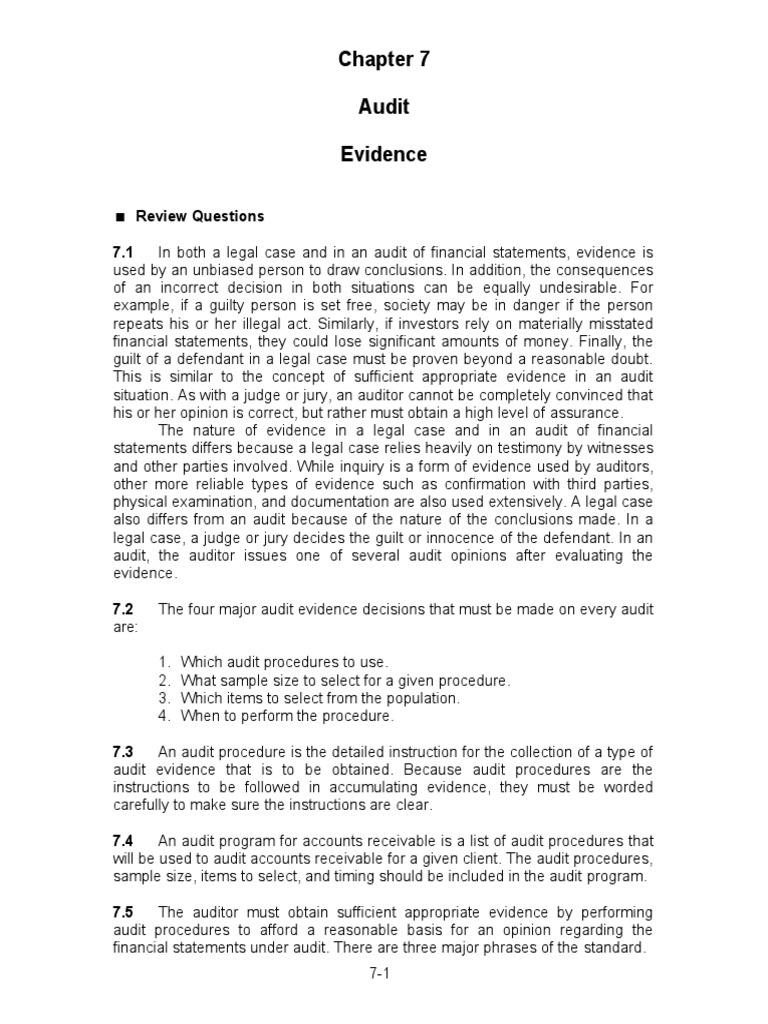 Solution Manual Audit Arens Edisi 12 Chapter7 Dikonversi | PDF | Audit ...