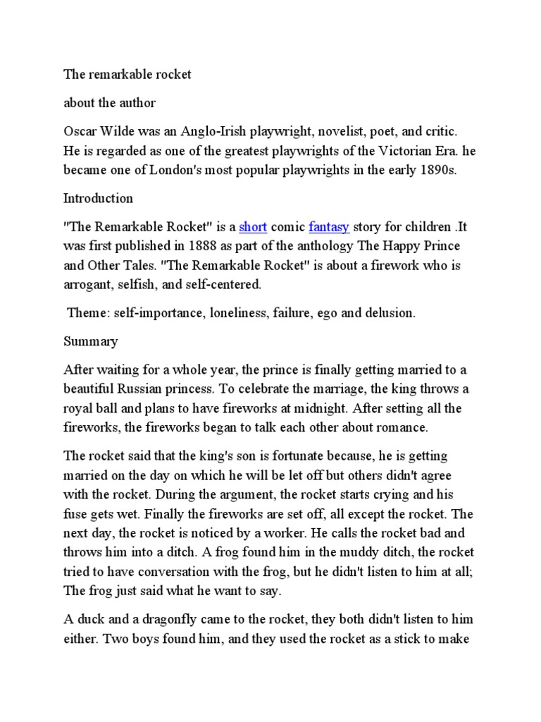 The Remarkable Rocket | PDF | The Happy Prince And Other Tales