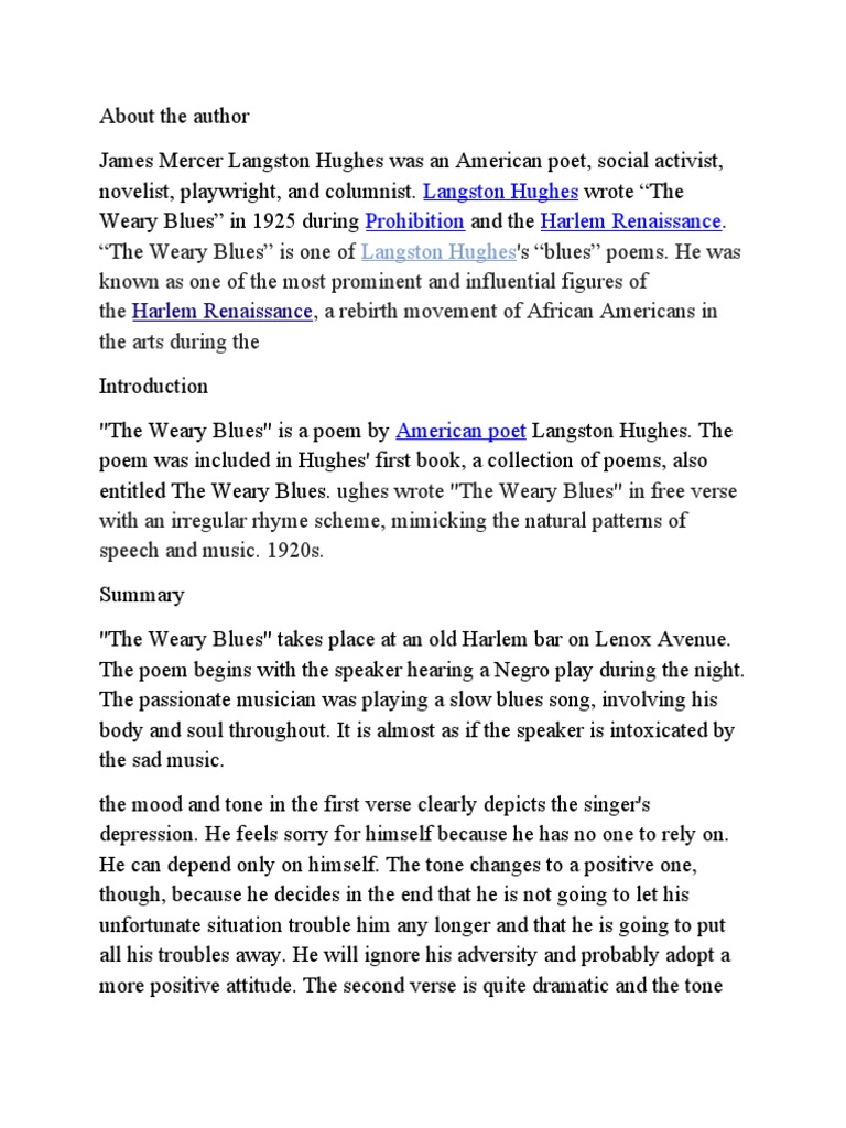 The Weary Blues | PDF | Poetry | Entertainment (General)