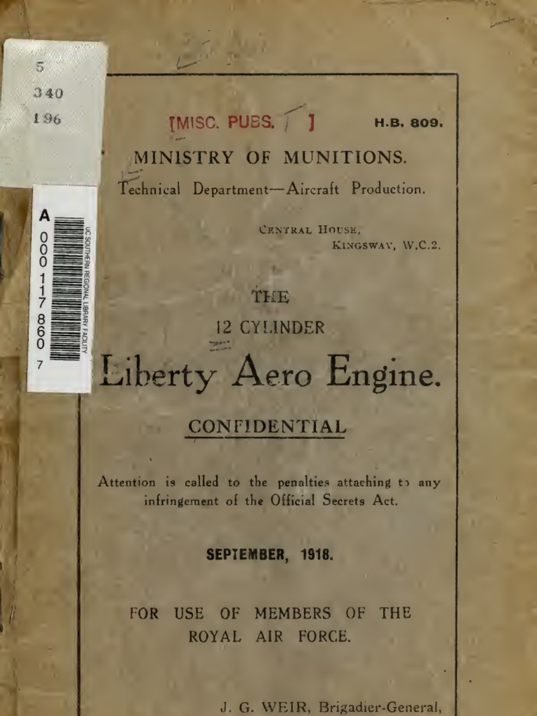Liberty Engine History (1918) | PDF | Piston | Cylinder (Engine)