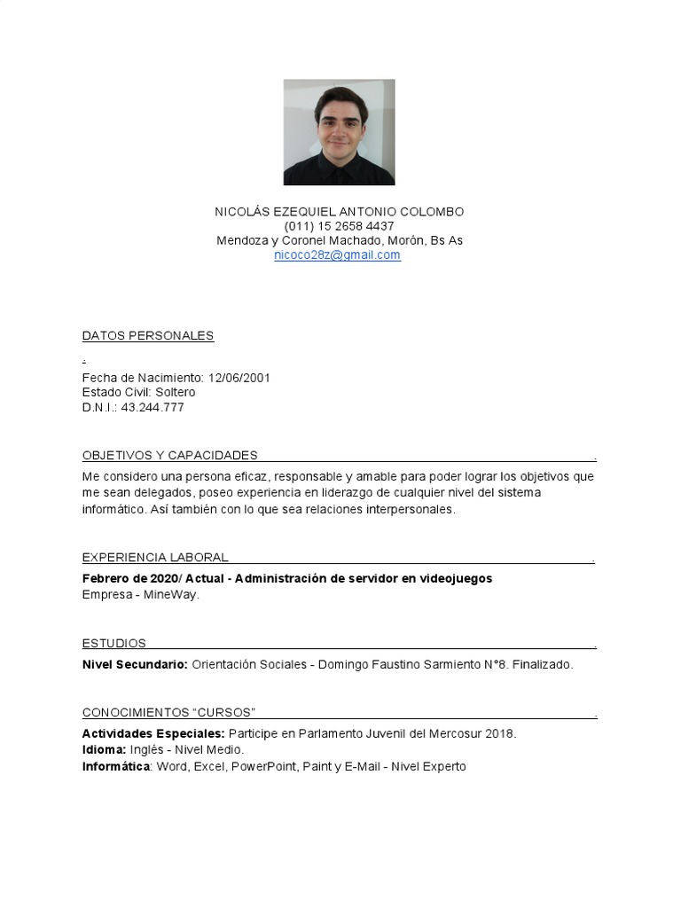 C.V. Nicolás Colombo | PDF