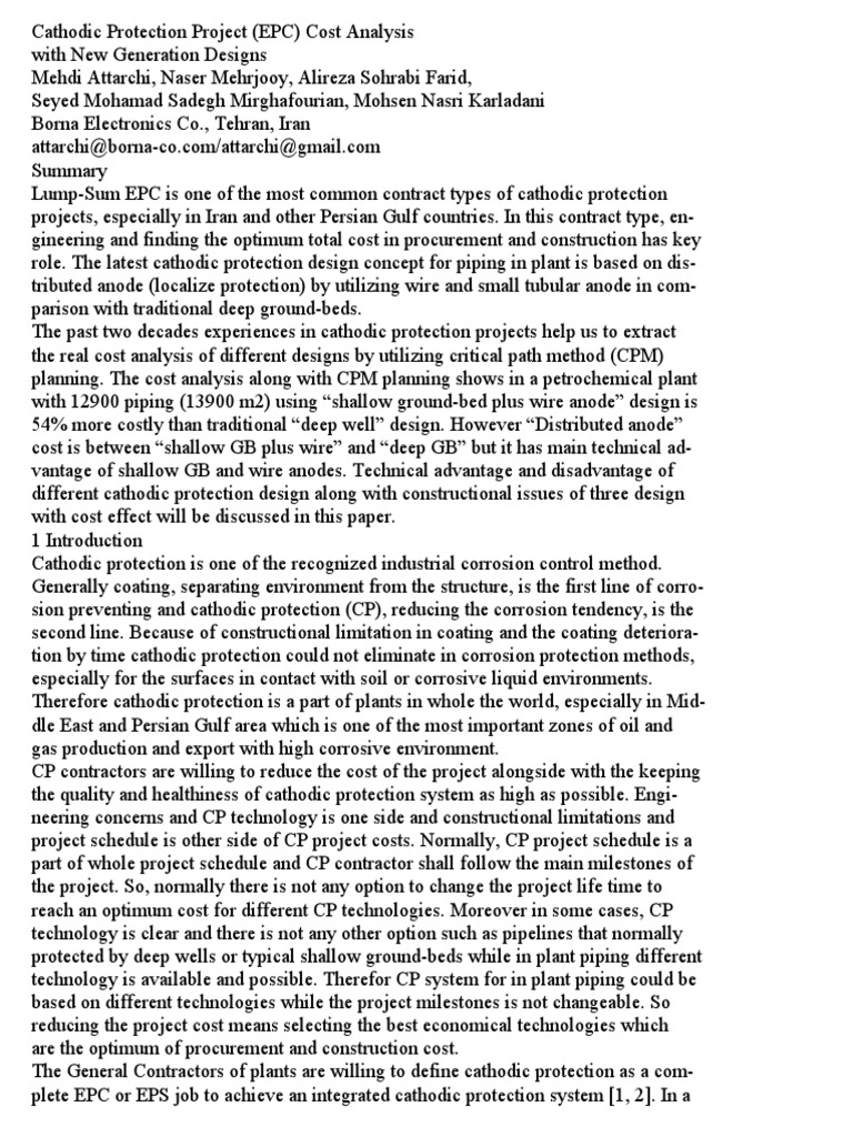 Cathodic Protection Project | PDF | Anode | Corrosion
