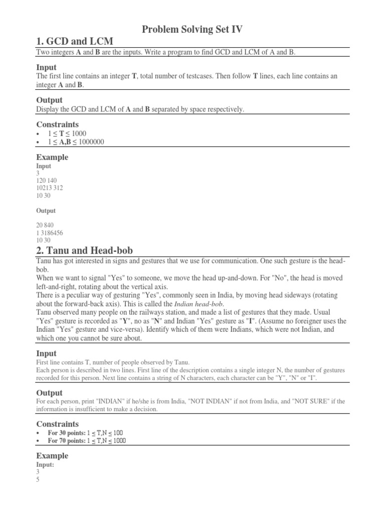 Problem Solving Set IV | PDF | String (Computer Science) | Numbers