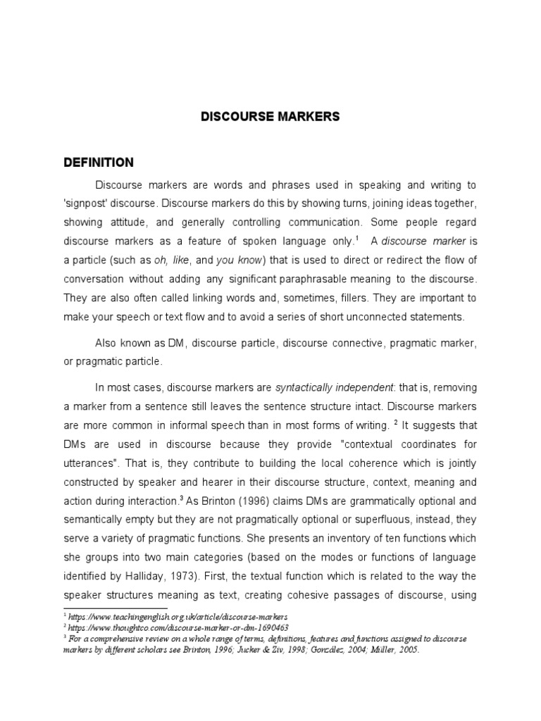 Signposting Discourse: A Comprehensive Guide to Discourse Markers ...