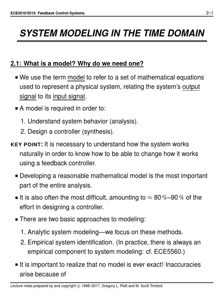 System Modeling In The Time Domain 2 1 What Is A Model Why Do We