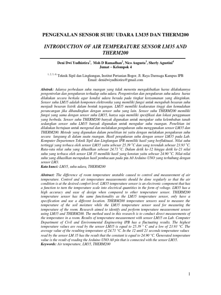 Pengenalan Sensor Suhu Udara LM35 Dan TH PDF | PDF