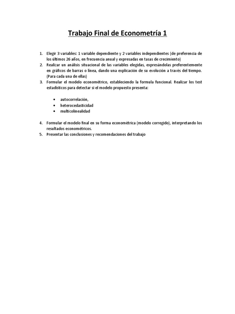 Trabajo Final de Econometría 1 | PDF
