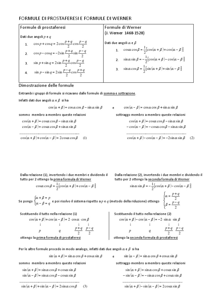 Formule Di Prostaferesi e Formule Di Werner PDF | PDF
