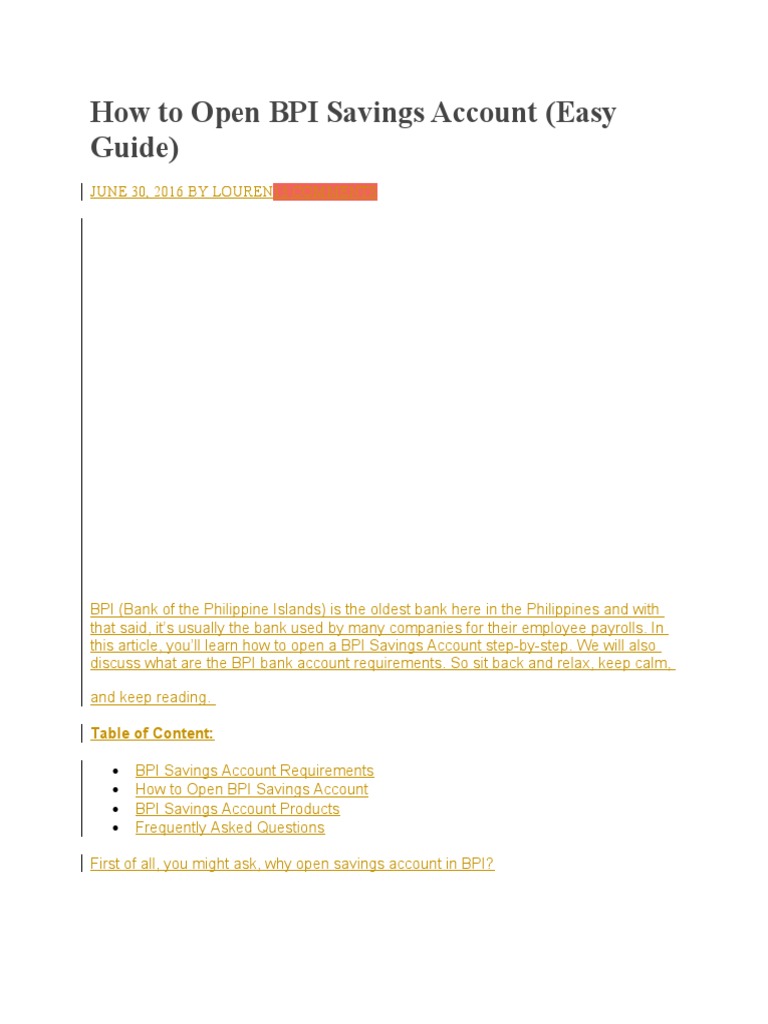 Opening a BPI Savings Account Guide | PDF | Sampling (Statistics) | Mean