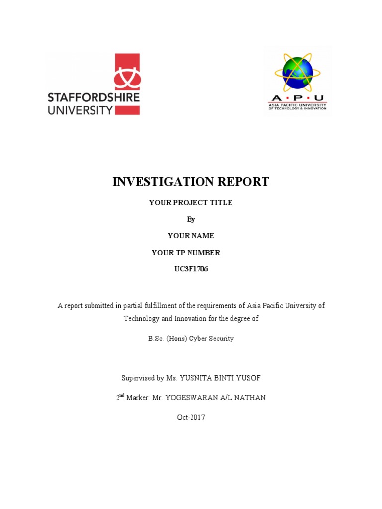 Investigation Report: Your Project Title by Your Name Your TP Number ...