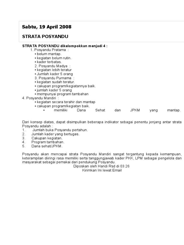 Strata Posyandu | PDF