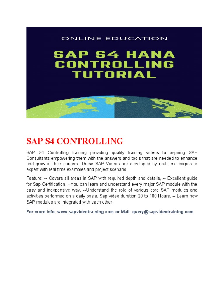 Sap S4 Hana Controlling | PDF