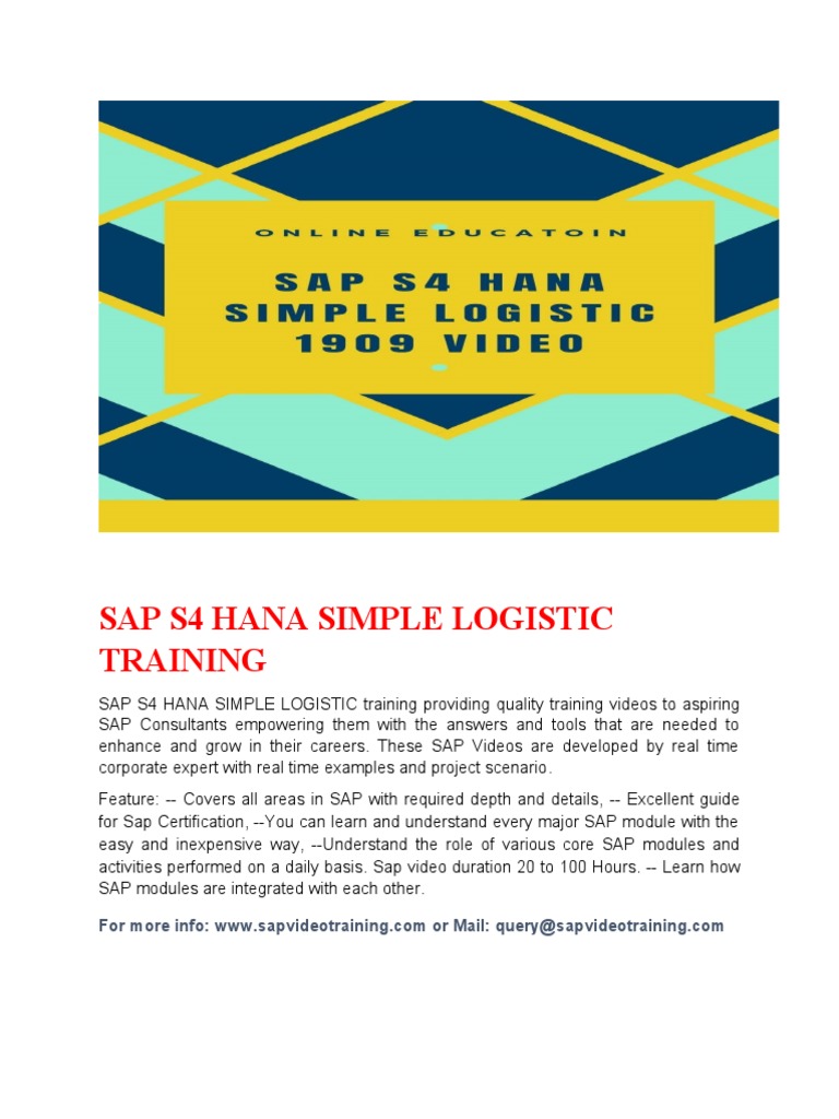 SAP S4 HANA Simple Logistics Training | PDF