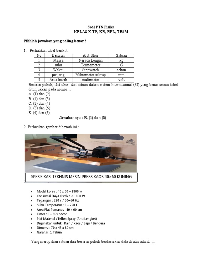 SOAL PTS 2020 Fisika | PDF