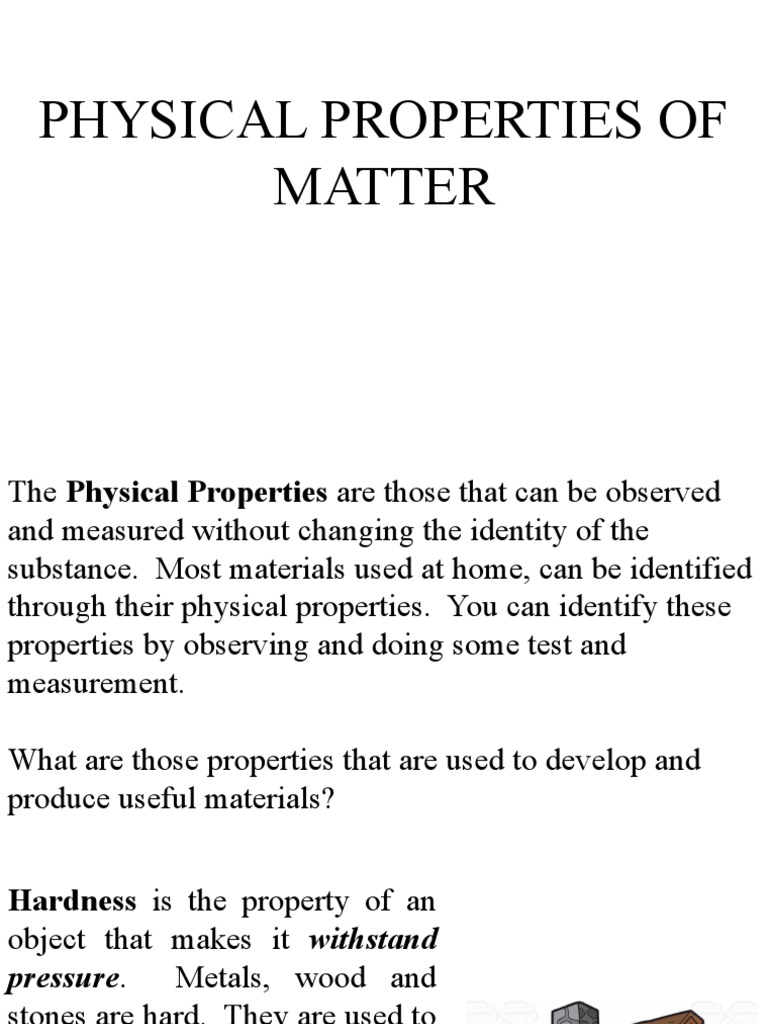 Physical Property Of Matter Physical Properties Of Matter Crossword