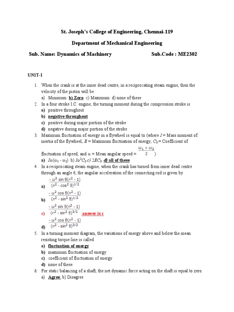 St. Joseph's College of Engineering, Chennai-119 Department of ...