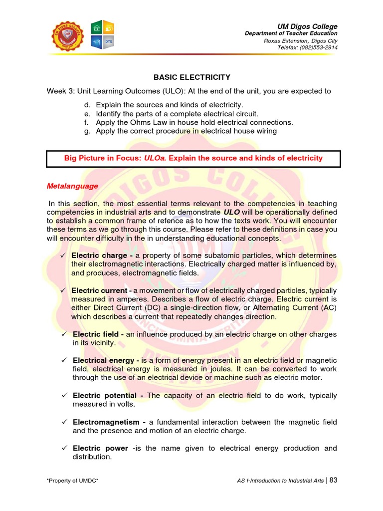 Module-for-AS-1-Introduction-to-Industrial-Arts Electrical | PDF ...