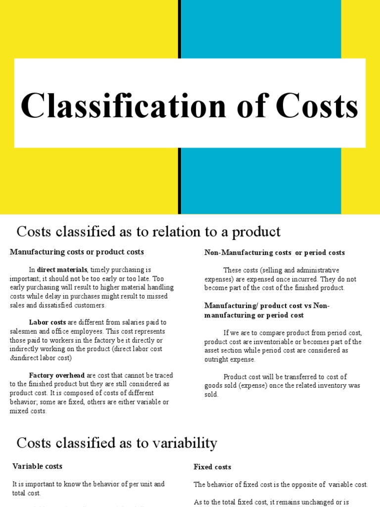 Classification of Costs | PDF | Expense | Cost