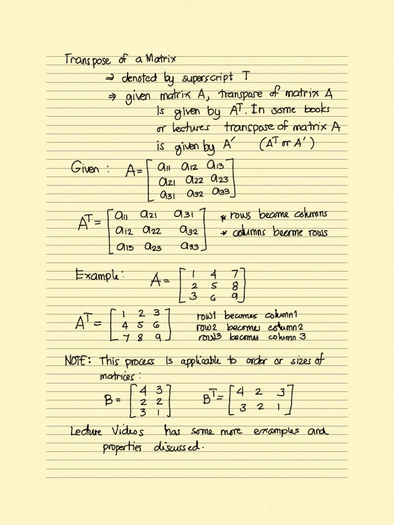 Transpose of A Matrix