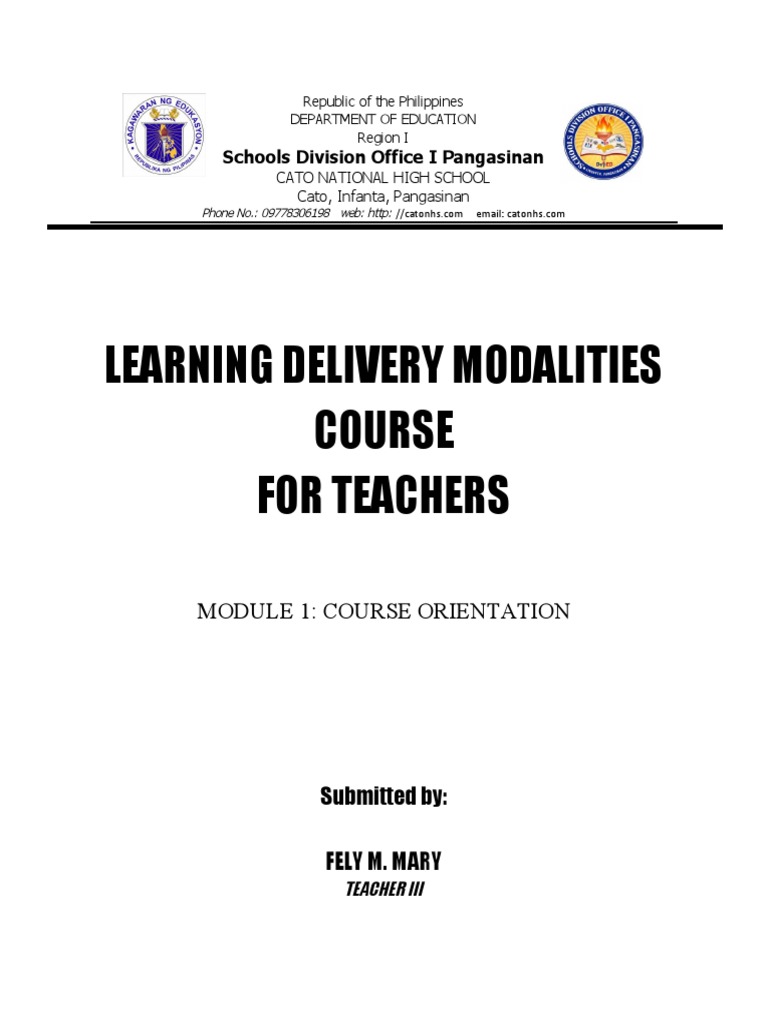 Learning Delivery Modalities Course For Teachers | PDF | Educational ...