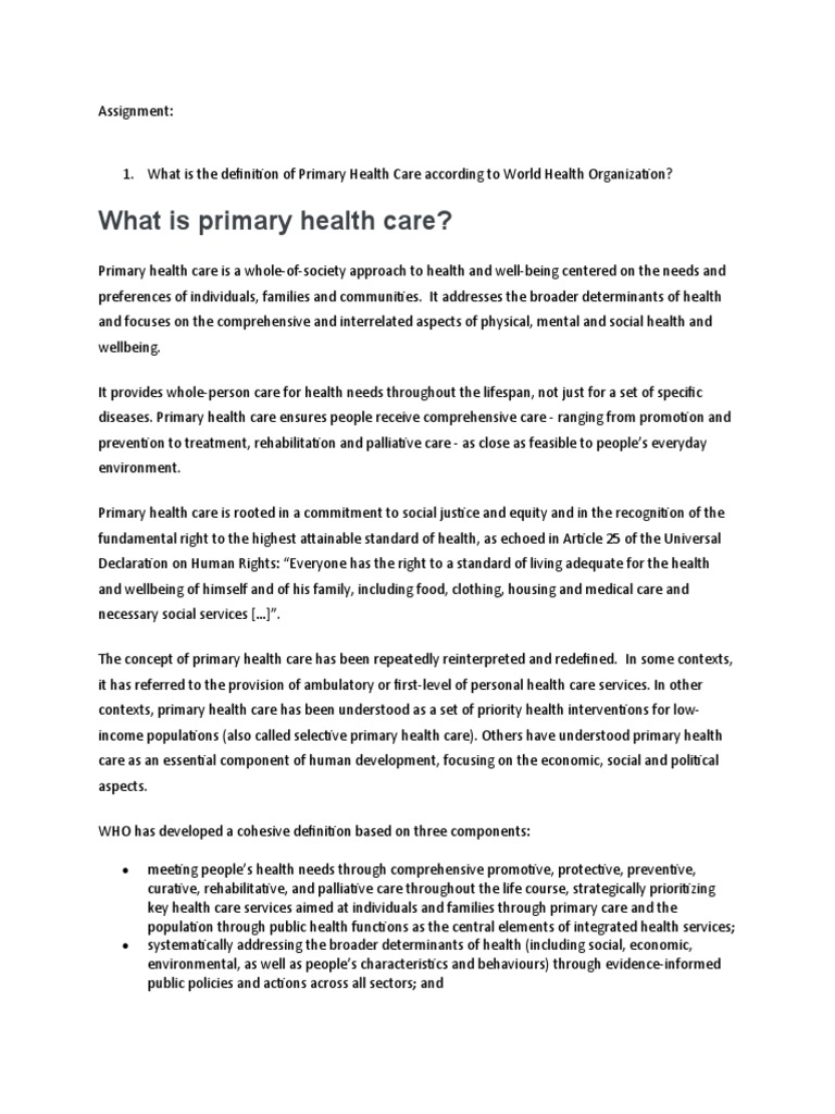 What Is Primary Health Care? | PDF | Health Care | Well Being