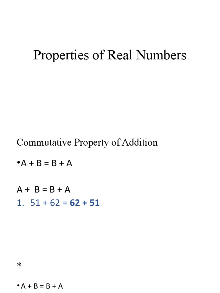 Properties of Real Numbers Explained | PDF | Technology & Engineering